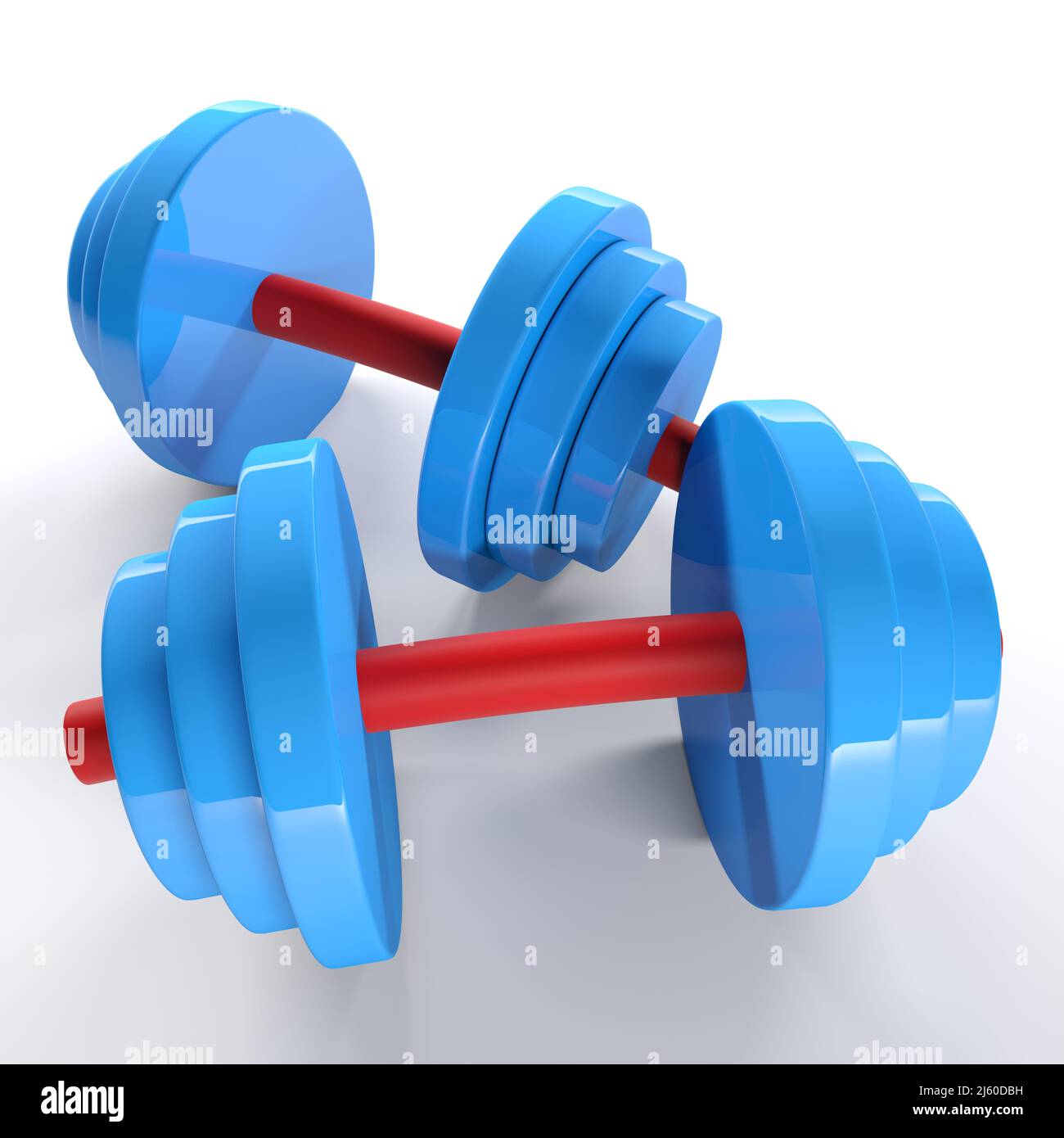 Gym weights blue and red isolated on white background - 3D rendering ...
