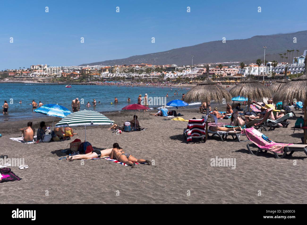 dh Playa de Fanabe COSTA ADEJE TENERIFE Tourist holiday beach people south coast beaches ...