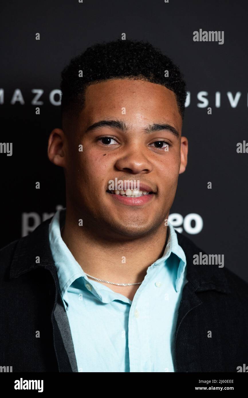 London, UK. 26 April 2022. Cassius Cleaves attending the premiere of ...