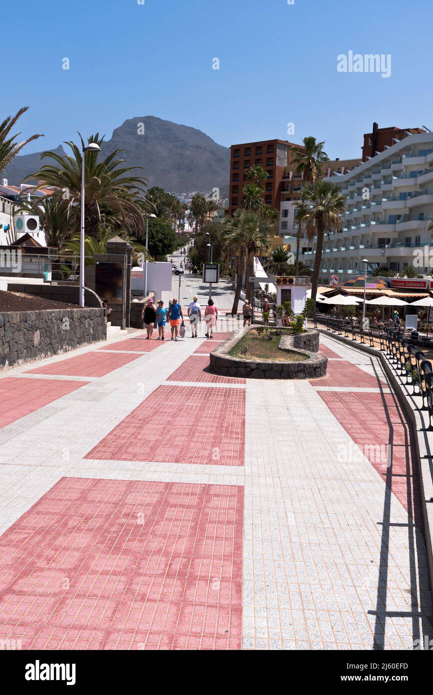 dh Playa la Pinta COSTA ADEJE TENERIFE Tourist holiday beach promenade people south coast ...