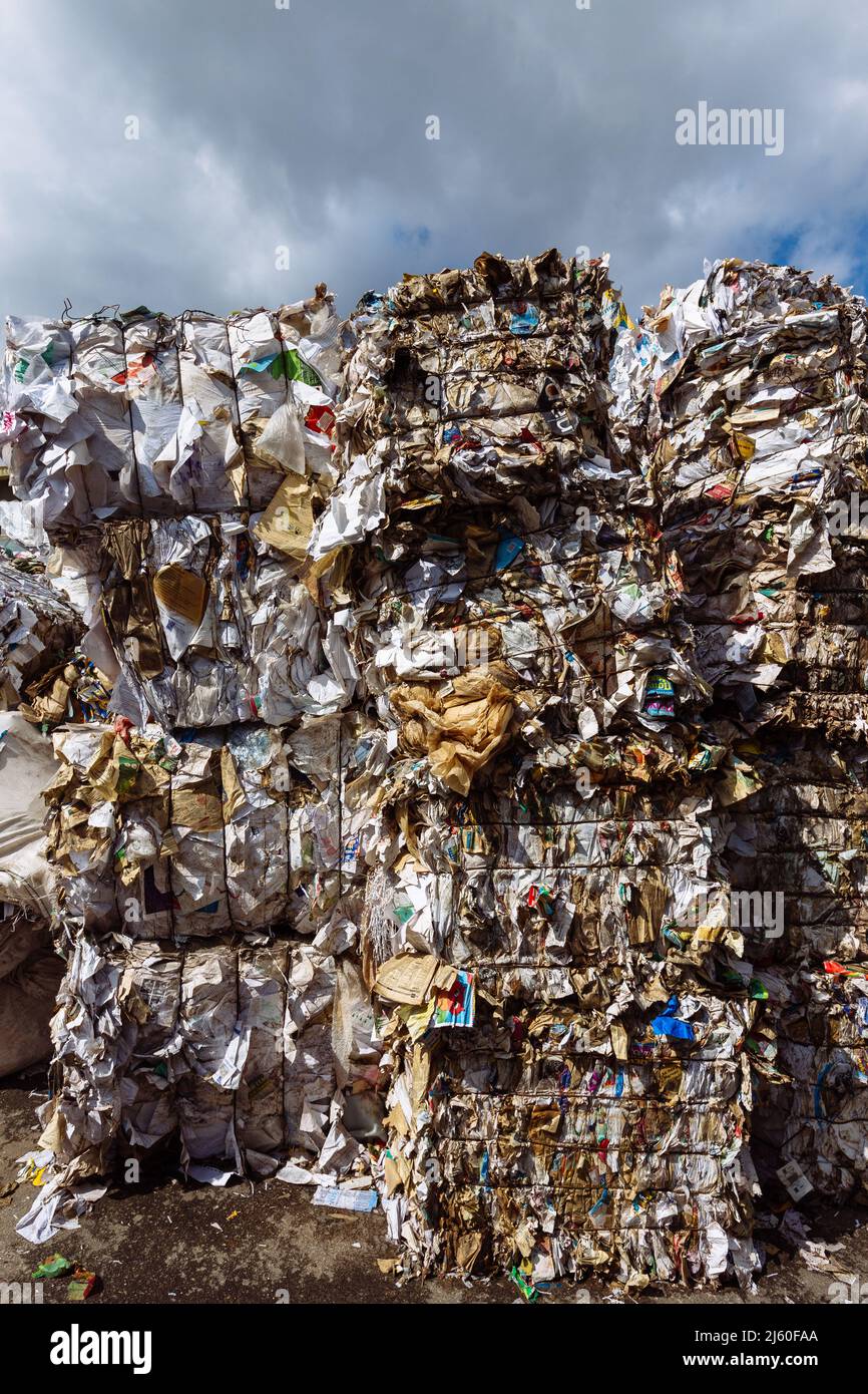 Stack of waste paper at the recycling factory Stock Photo - Alamy