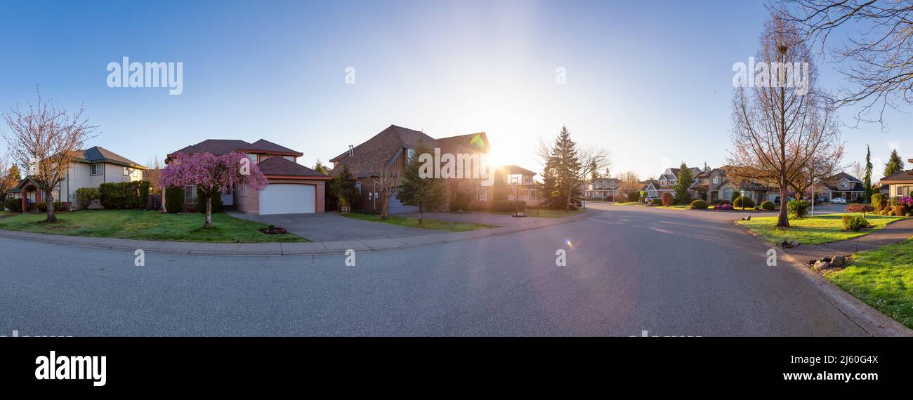Residential neighborhood Street in Modern City Suburbs Stock Photo - Alamy