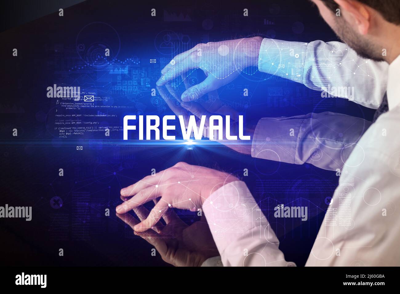 Hand touching digital table concept Stock Photo - Alamy