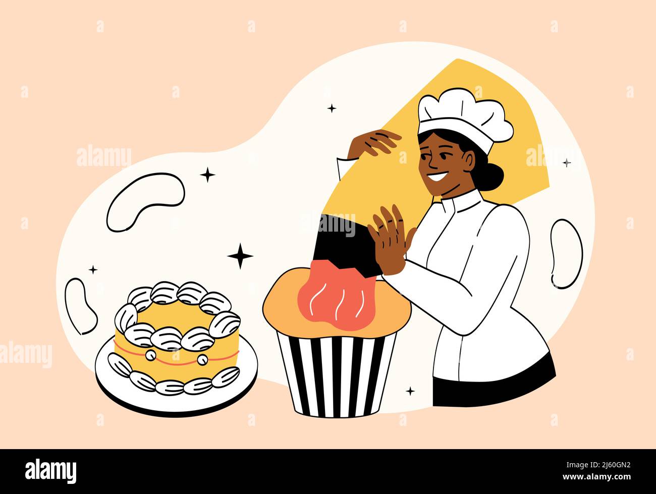 Cafe baker banner chef cartoon hi-res stock photography and images - Alamy