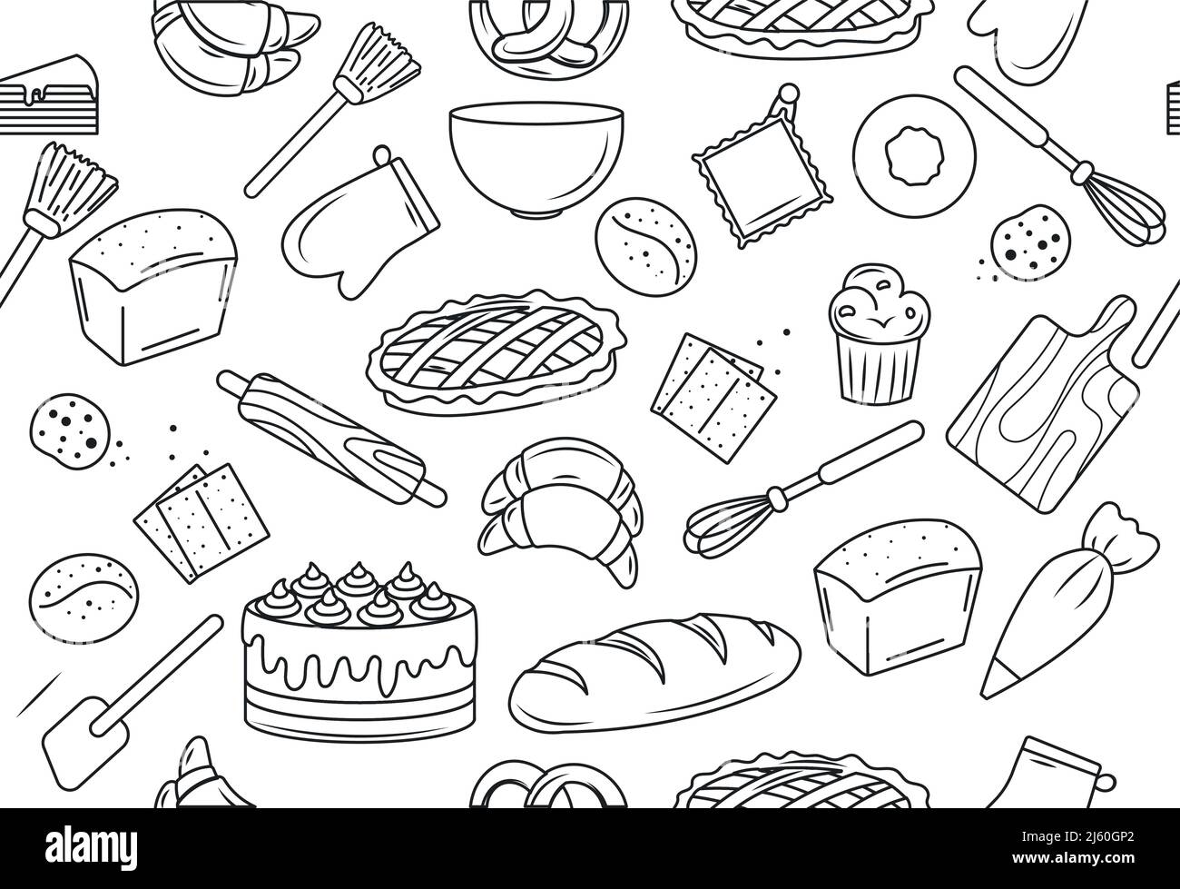 Bread pattern doodle bakery Cut Out Stock Images & Pictures - Alamy