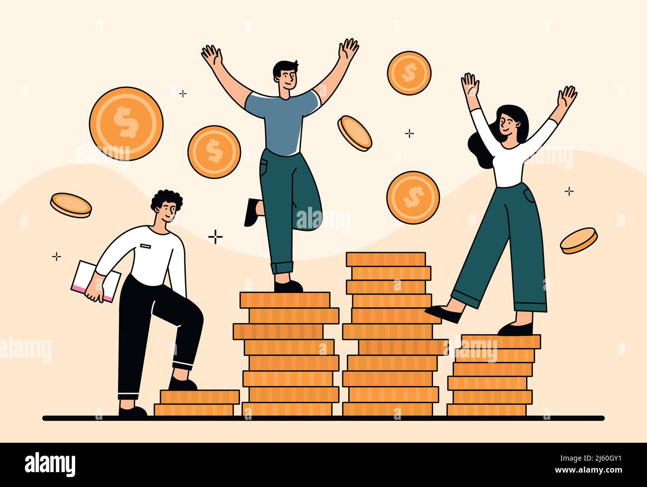 Business people with coins Stock Vector Image & Art - Alamy