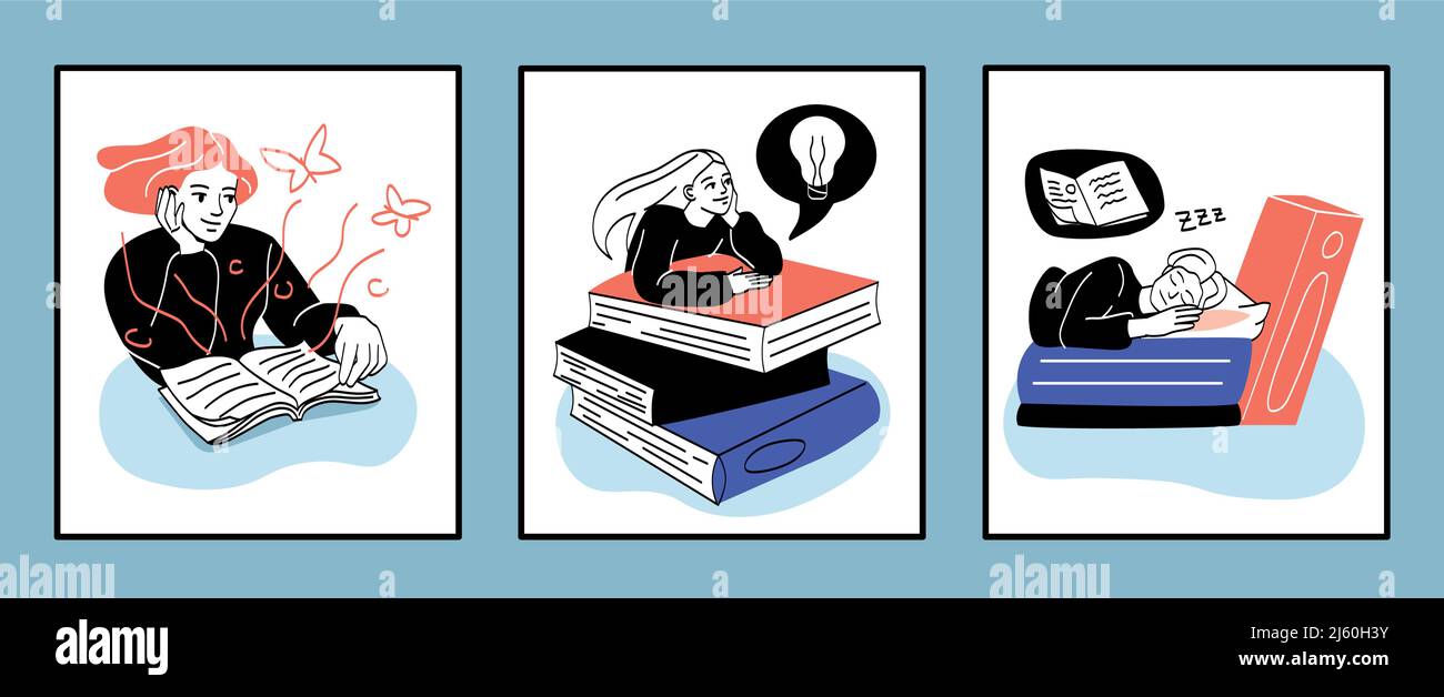 Set of people with book Stock Vector Image & Art - Alamy