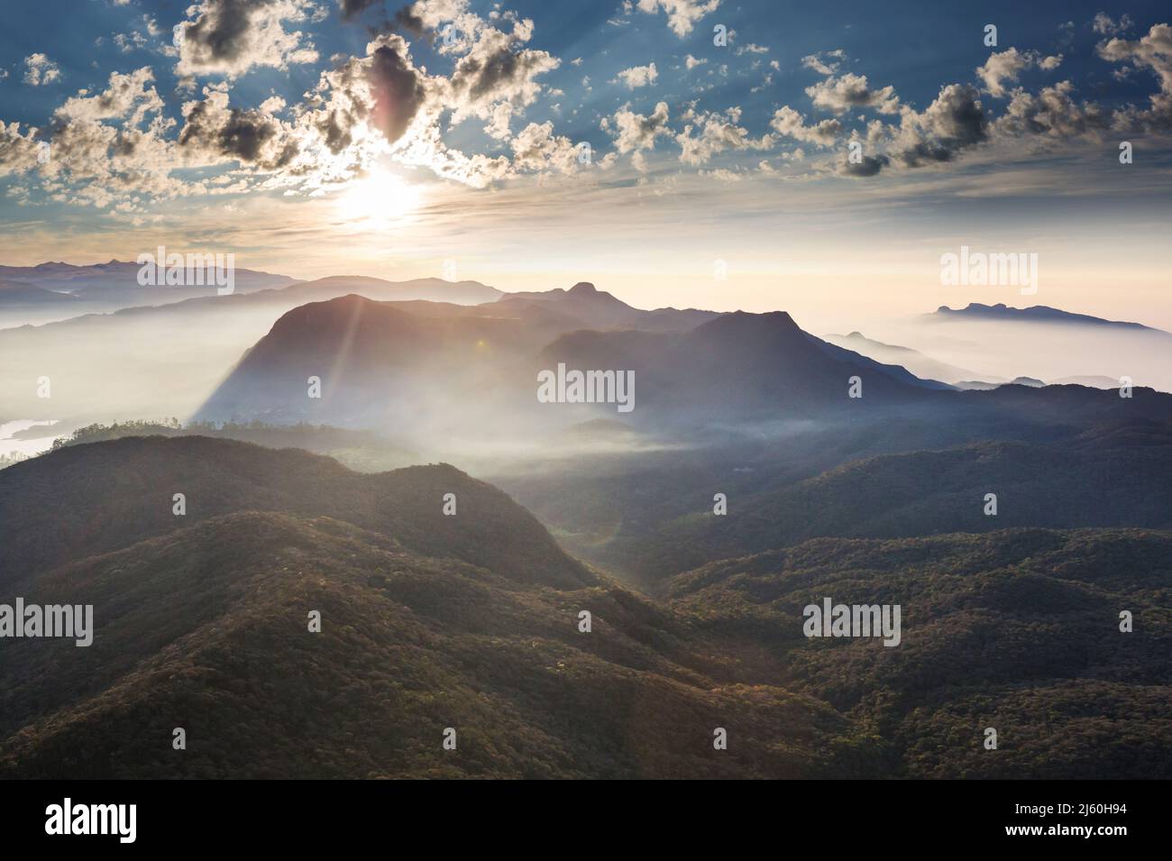 Beautiful sunrise view from Adam's Peak - sacred buddhist place in Sri ...
