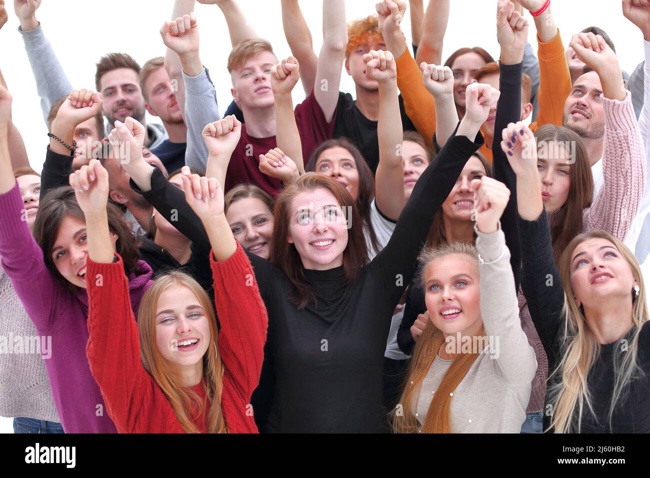 large group of friends with a smile looking at the camera Stock Photo ...