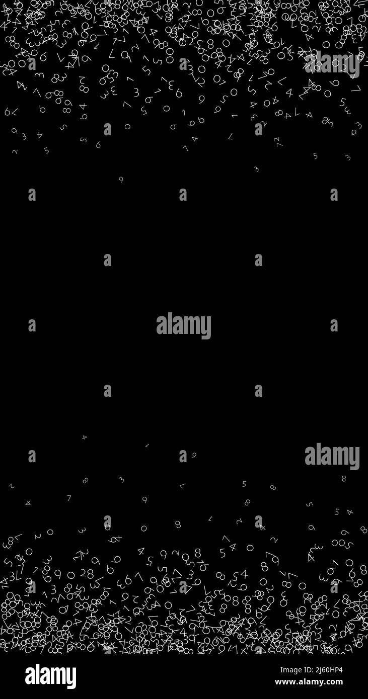 Falling numbers, big data concept. Binary white chaotic flying digits ...