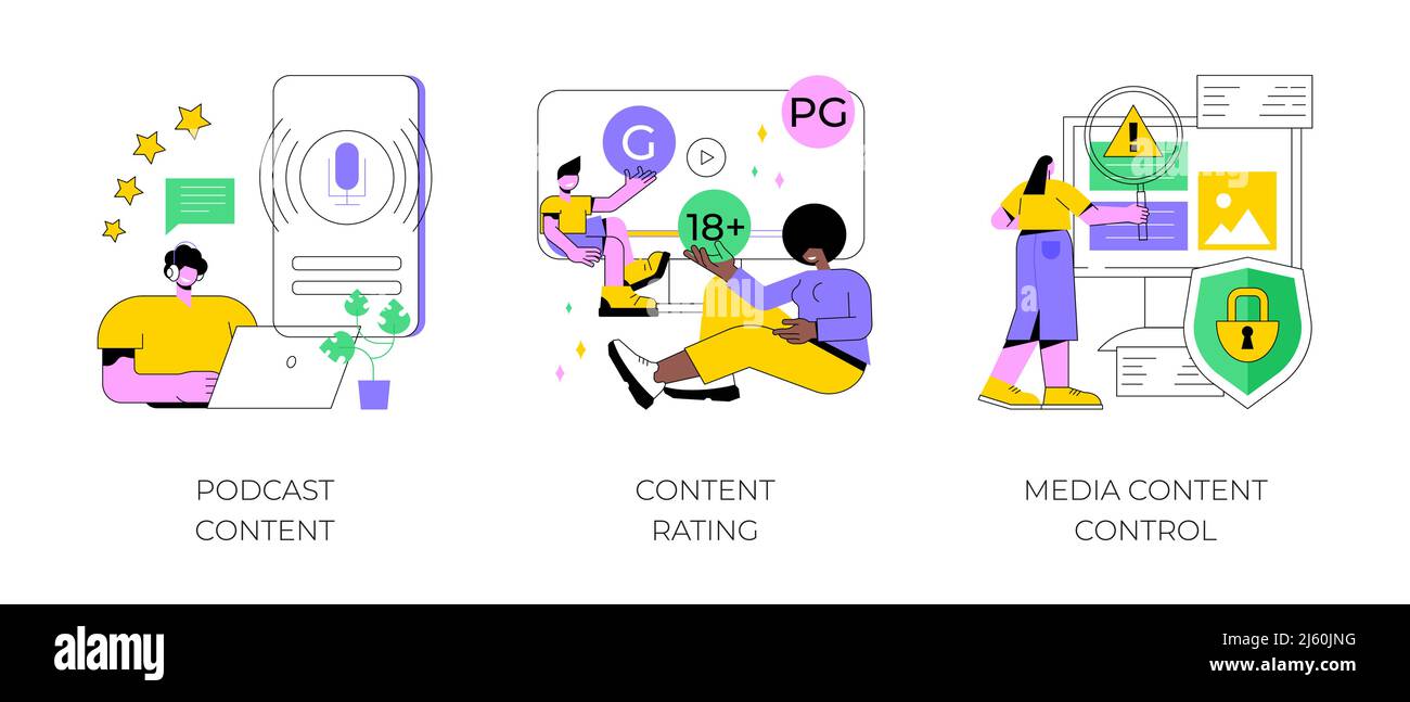 Engaging marketing abstract concept vector illustration set. Podcast ...