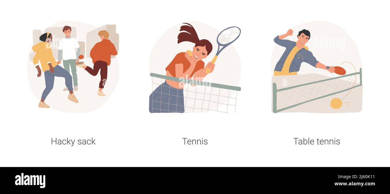 Sport games isolated cartoon vector illustration set. Group of teens ...