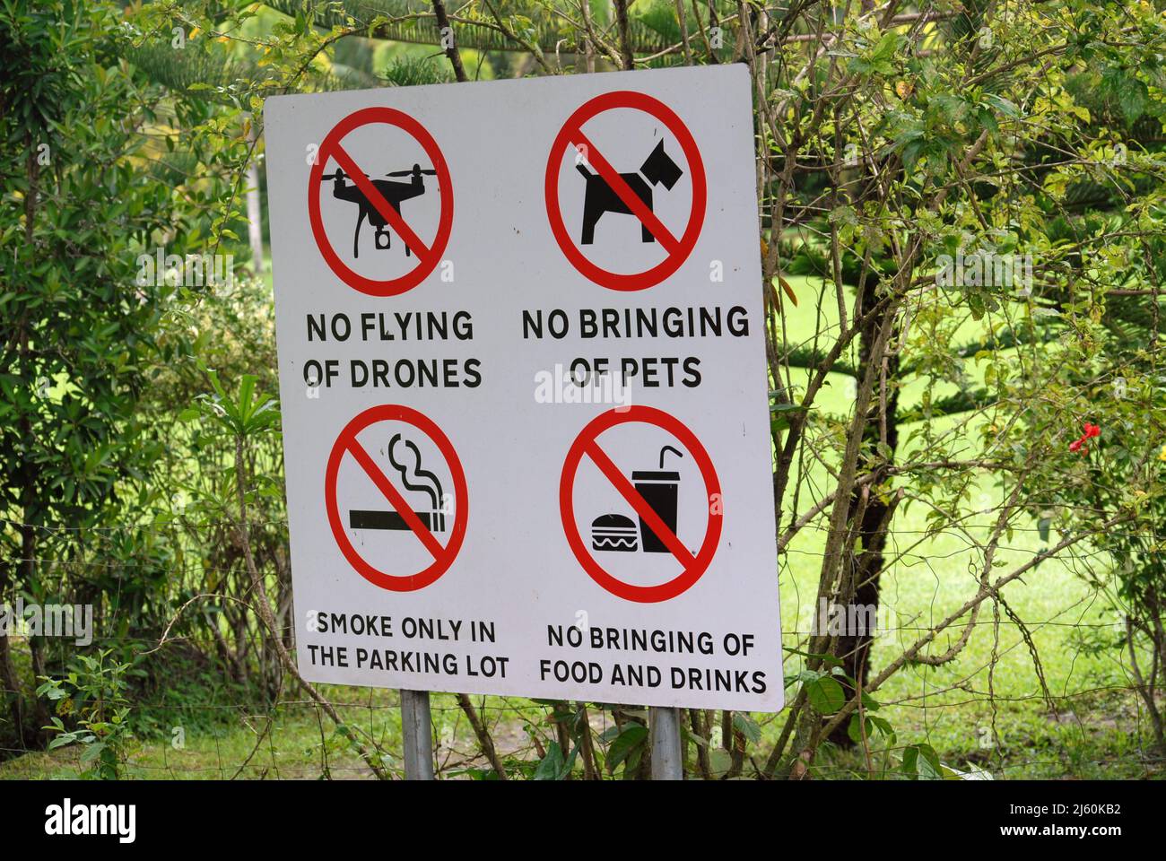 Restriction signs at entrance of The Ruins, Talisay City, Negros ...