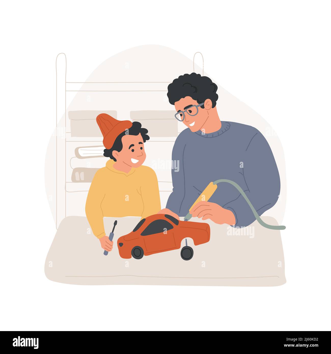 Father son fixing table Stock Vector Images - Alamy