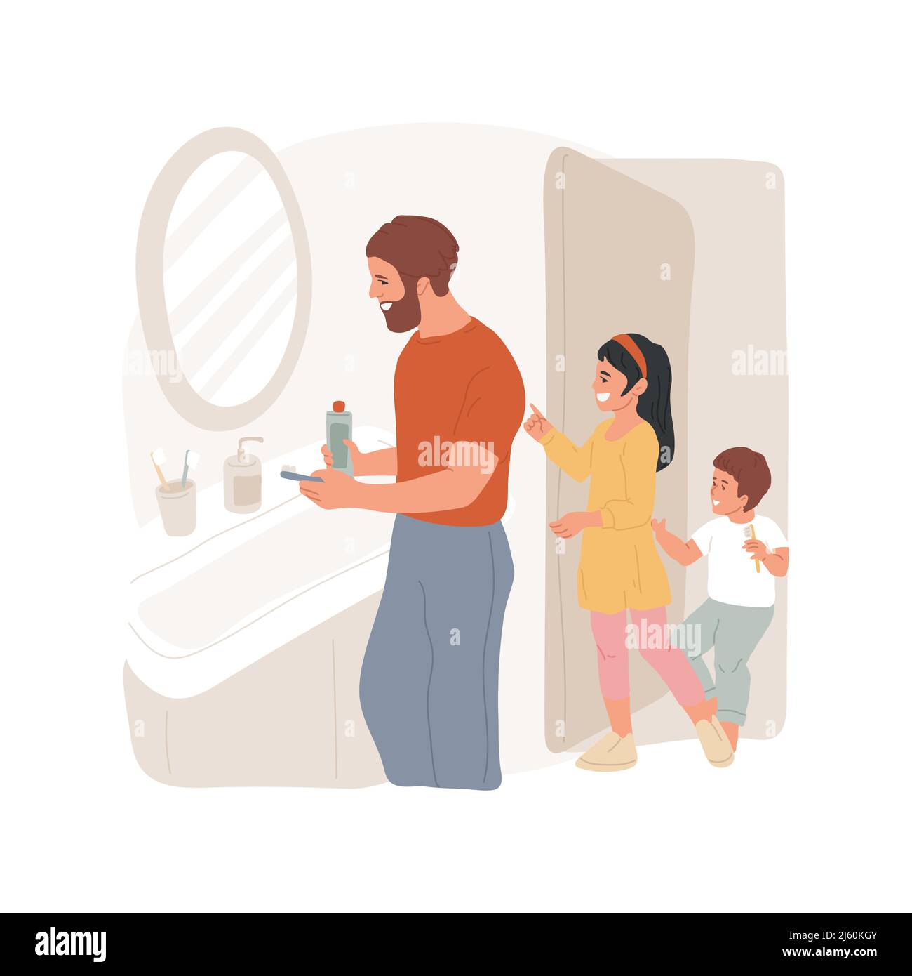 Washing up isolated cartoon vector illustration. Daily routine, family ...