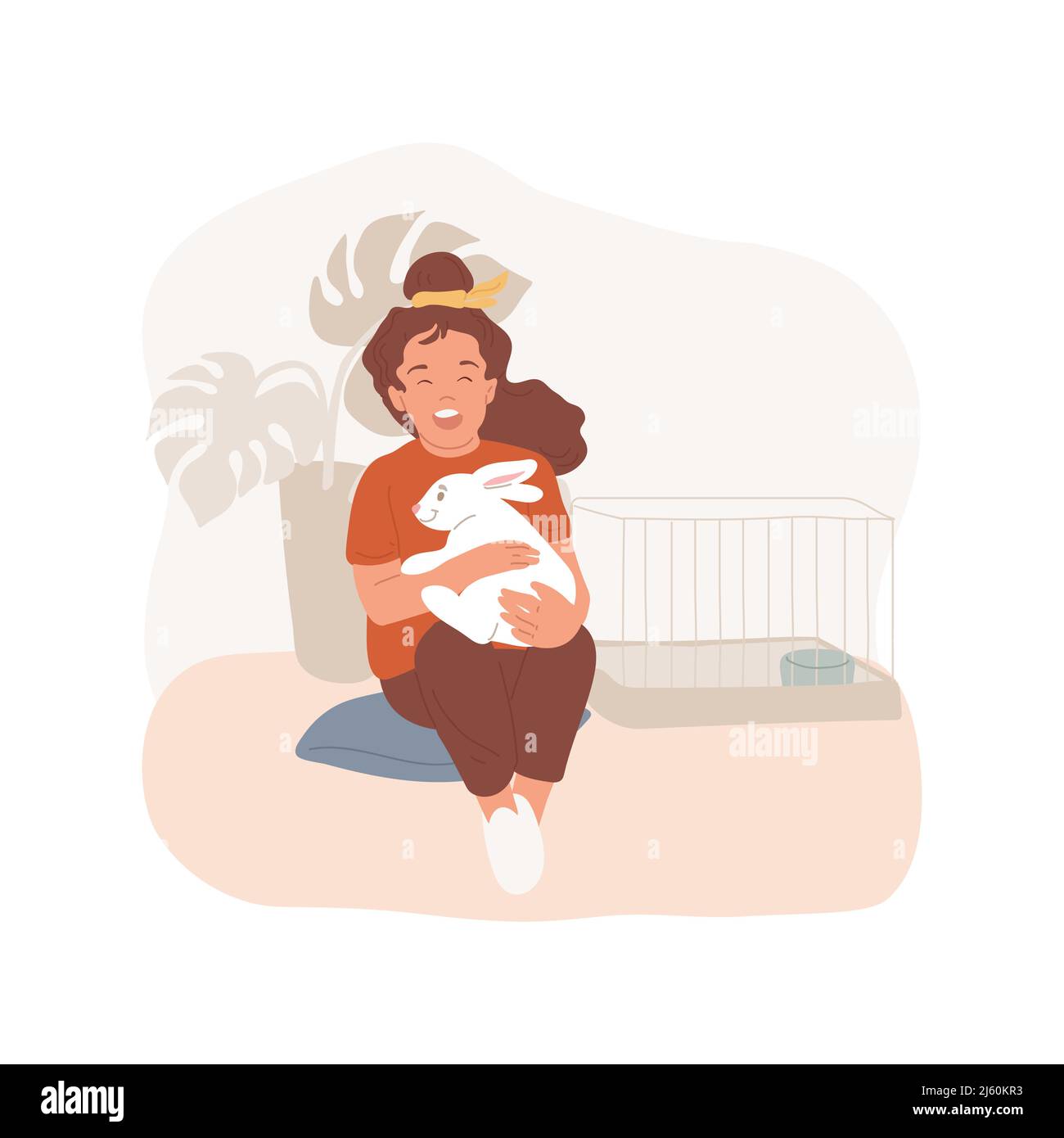 Girl feeding pet rabbit Stock Vector Images - Alamy