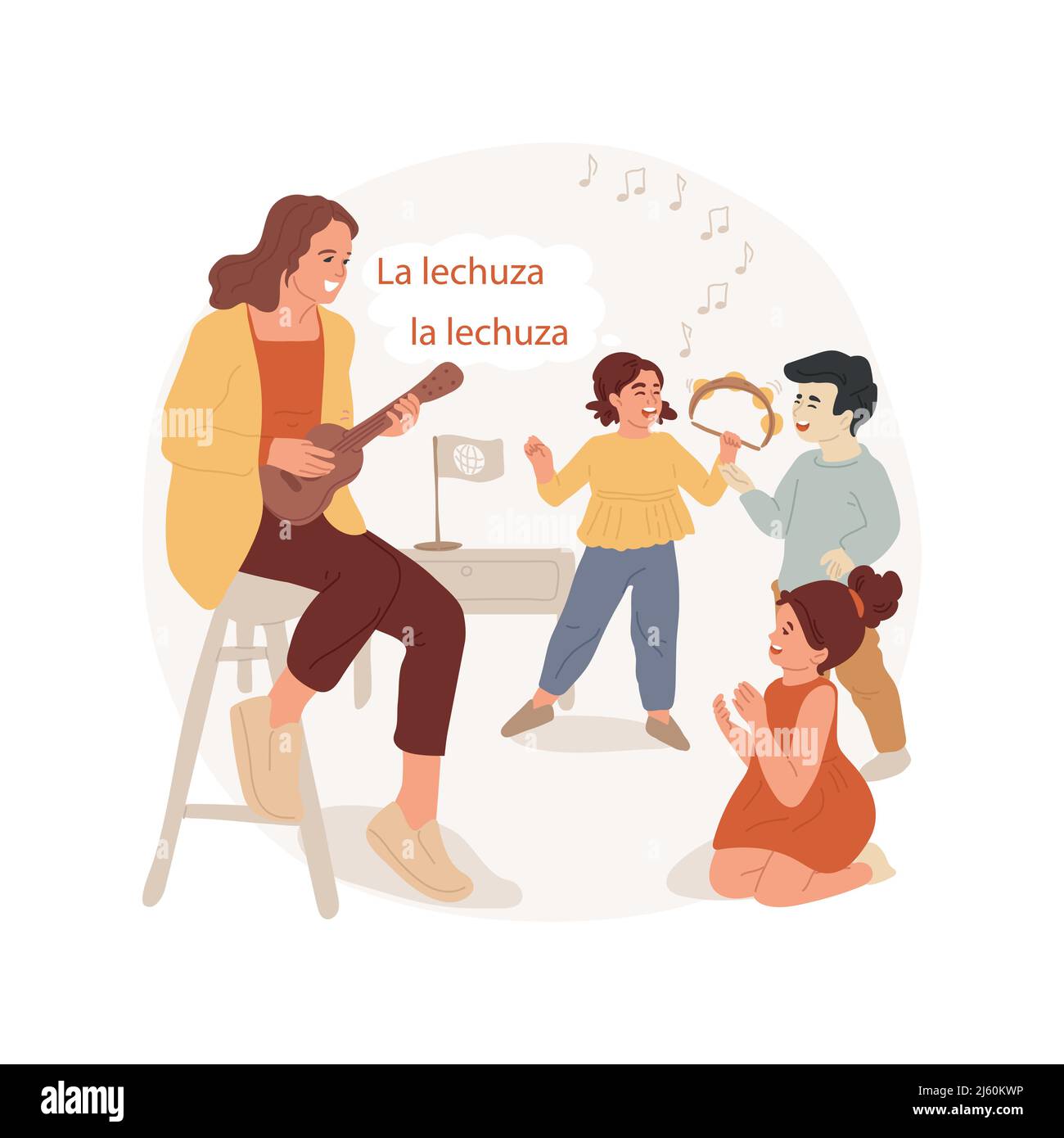 Children sing in foreign language isolated cartoon vector illustration ...