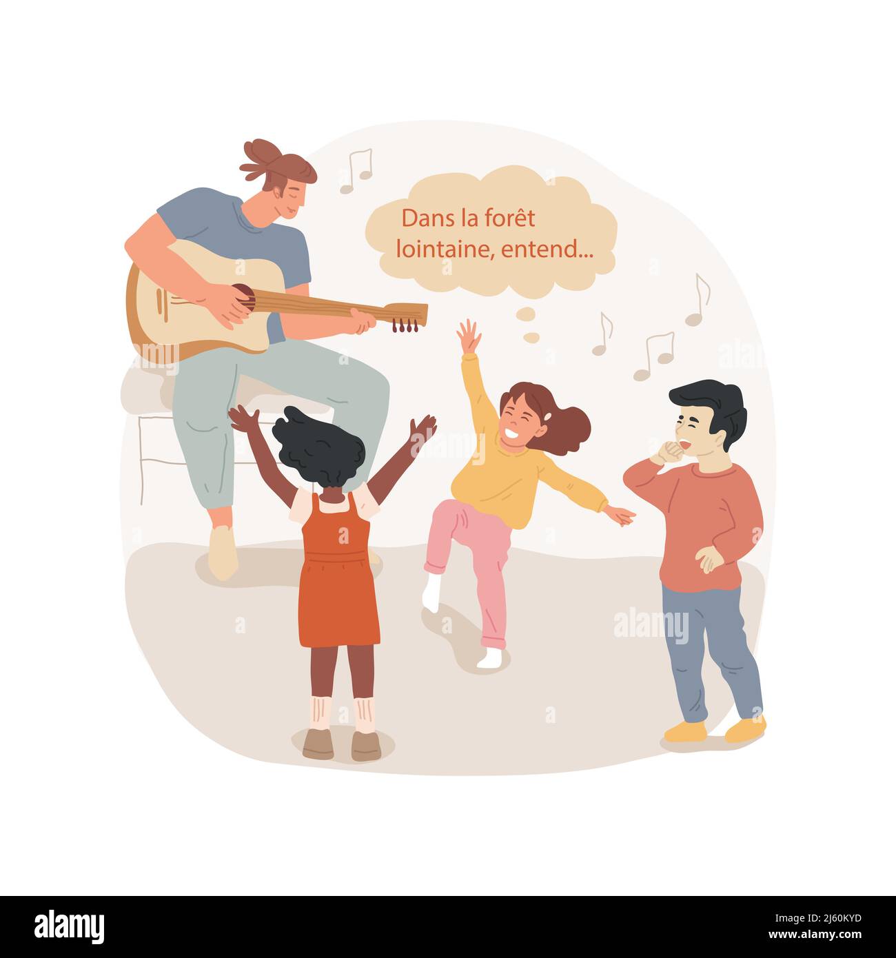 Song with dance moves isolated cartoon vector illustration. Singing ...