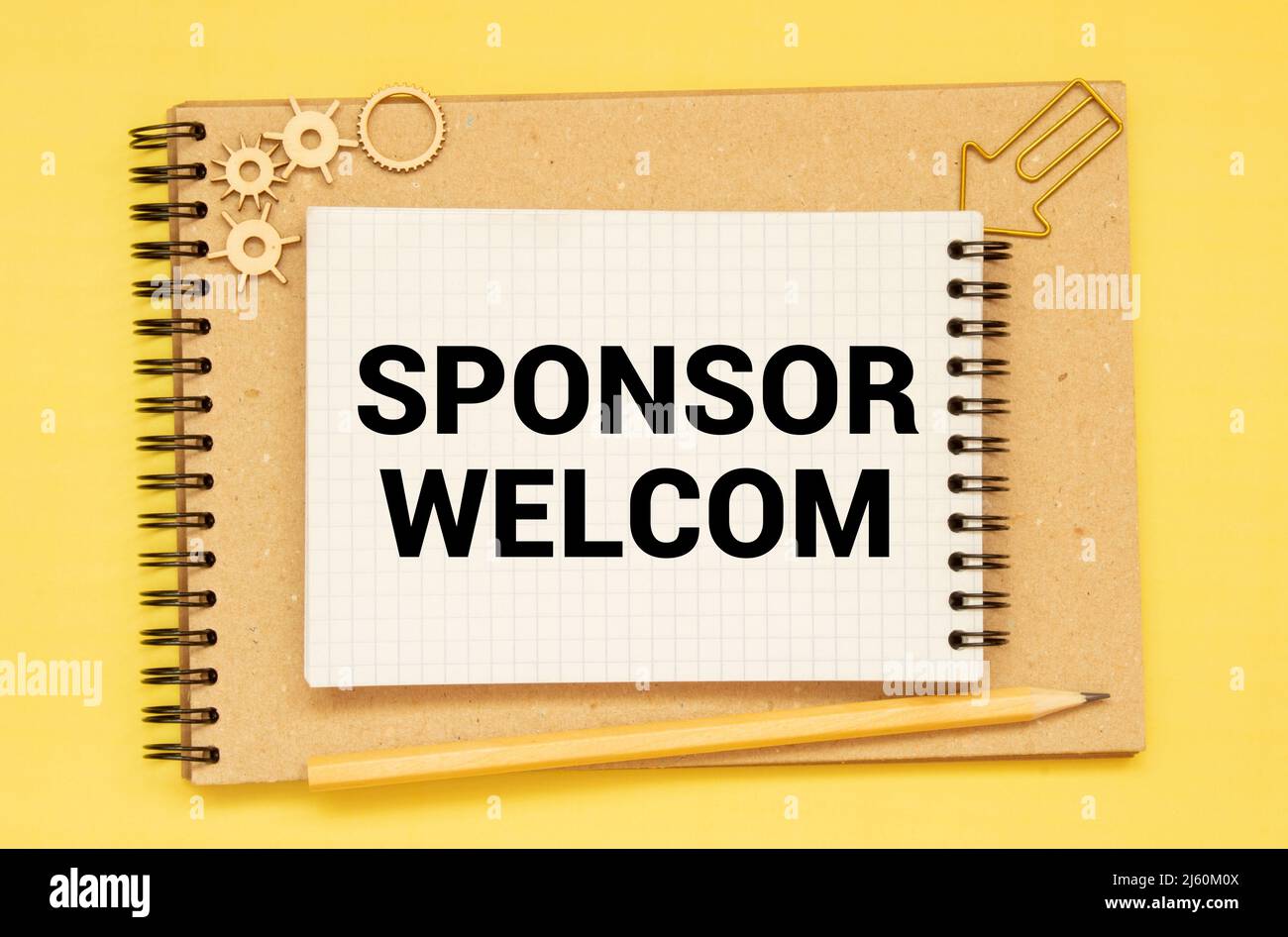 SPONSORS WELCOME text on notepad with pen, business concept Stock Photo ...