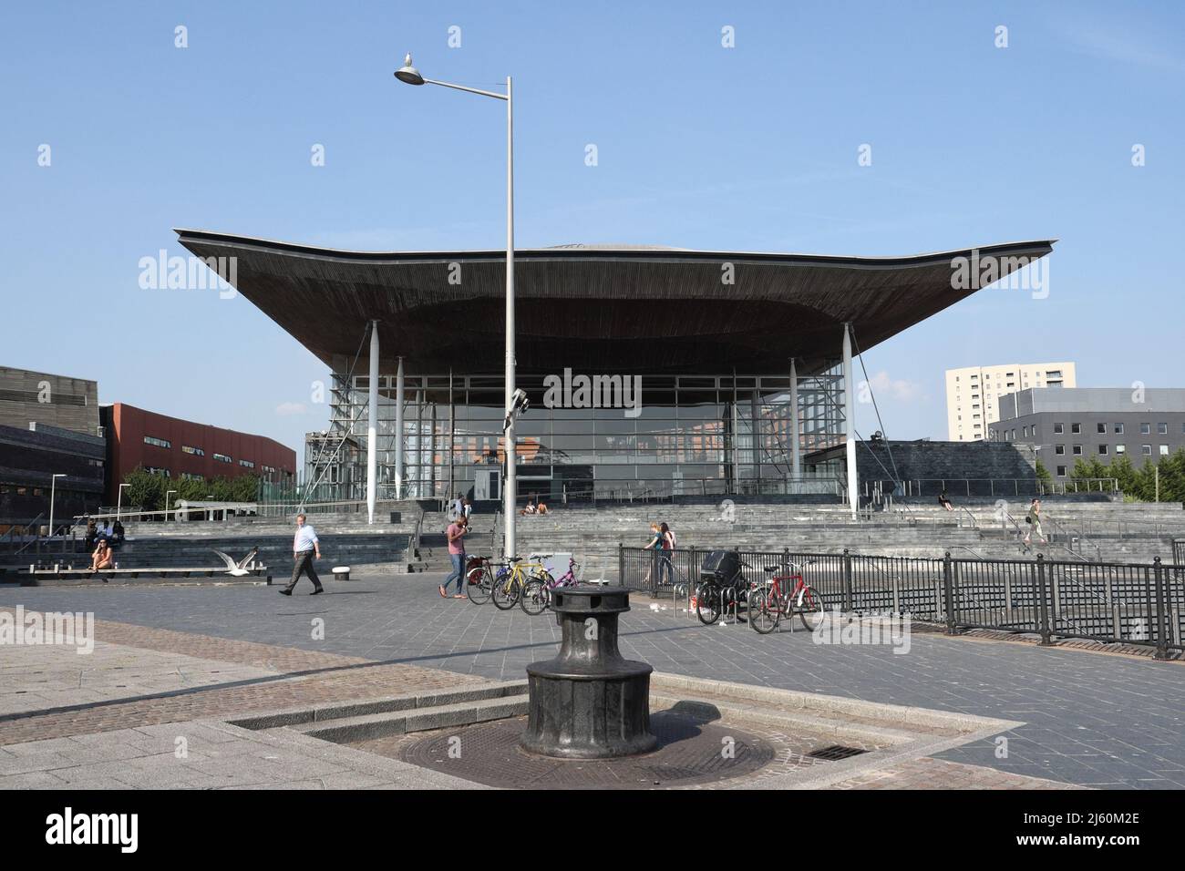 The Senedd Welsh Assembly building in Cardiff Bay Wales, local ...