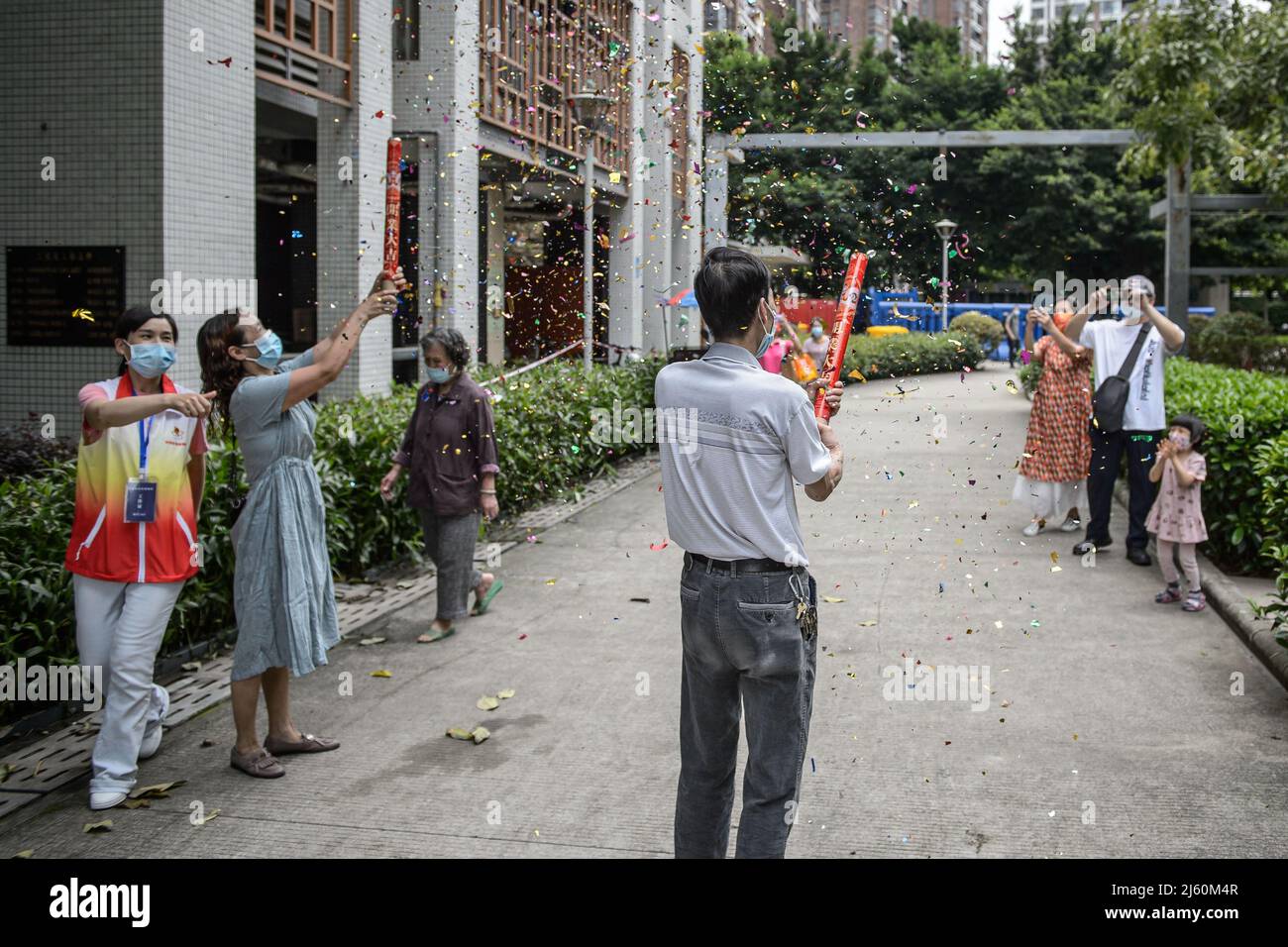 GUANGZHOU, CHINA - APRIL 26, 2022 - People celebrate with colorful ...
