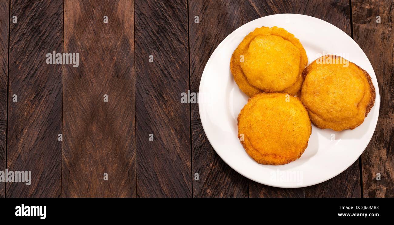 Delicious egg arepa - Traditional Colombian food Stock Photo - Alamy