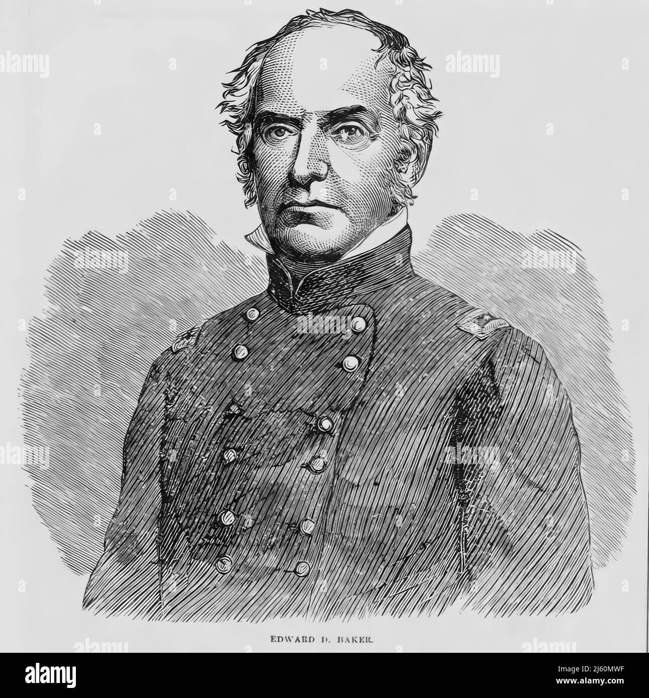 Portrait of Edward Dickinson Baker, Union Army Colonel in the American ...
