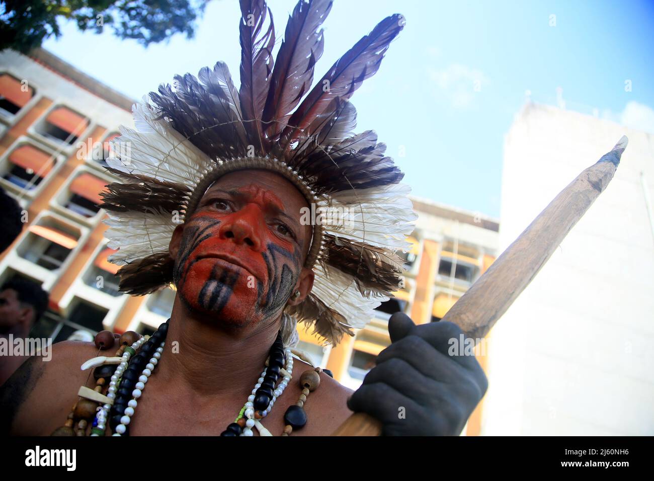 salvador, bahia, brazil - april 26, 2022: Indians from different tribes ...