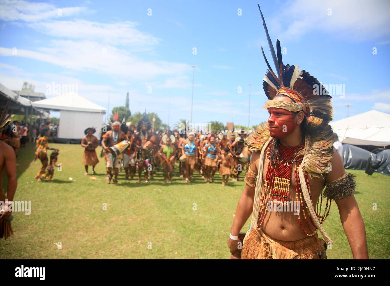 salvador, bahia, brazil - april 26, 2022: Indians from different tribes ...