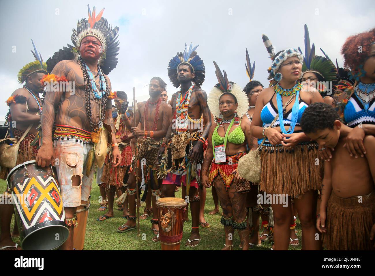 salvador, bahia, brazil - april 26, 2022: Indians from different tribes ...