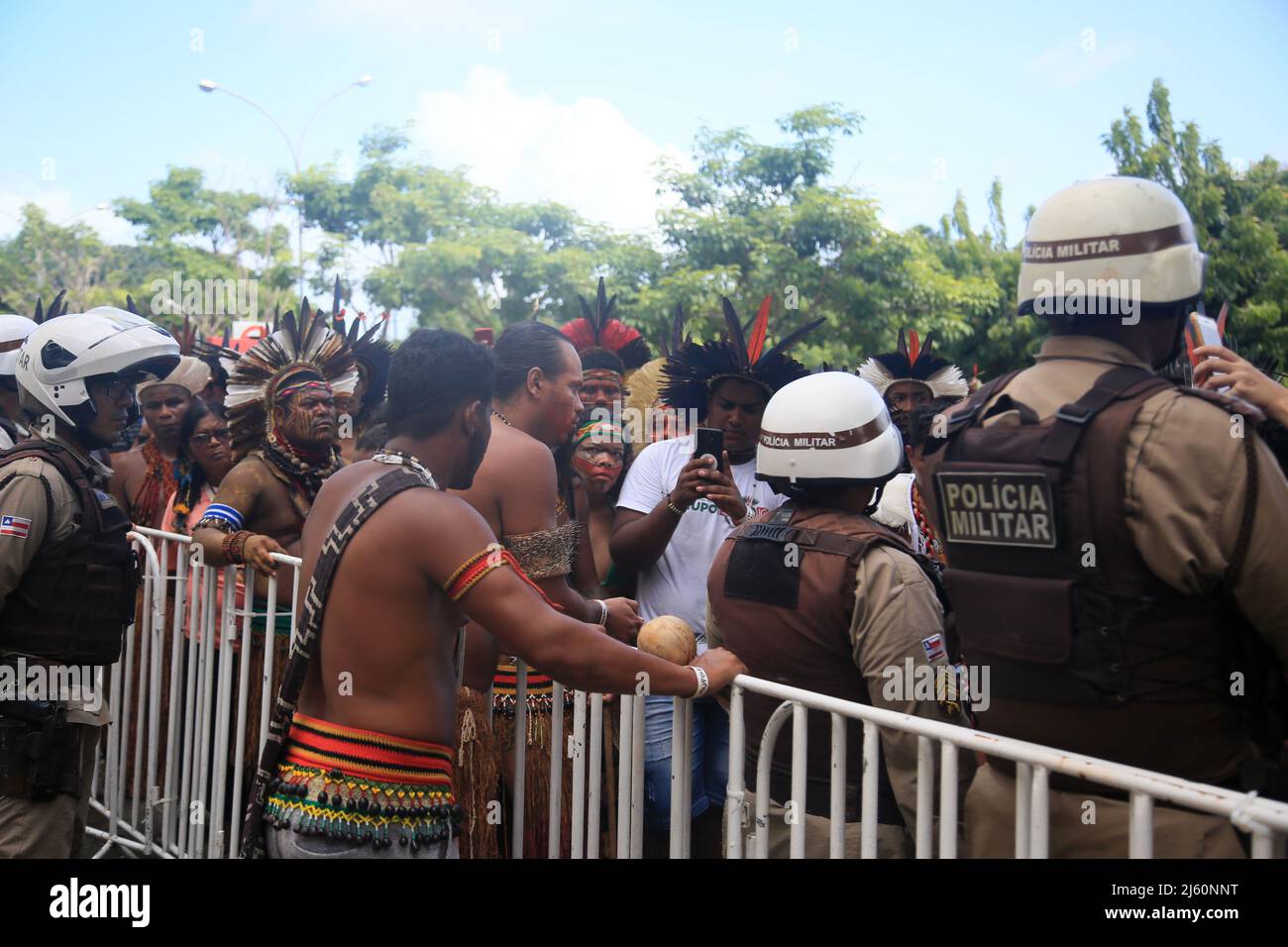 salvador, bahia, brazil - april 26, 2022: Indians from different tribes ...