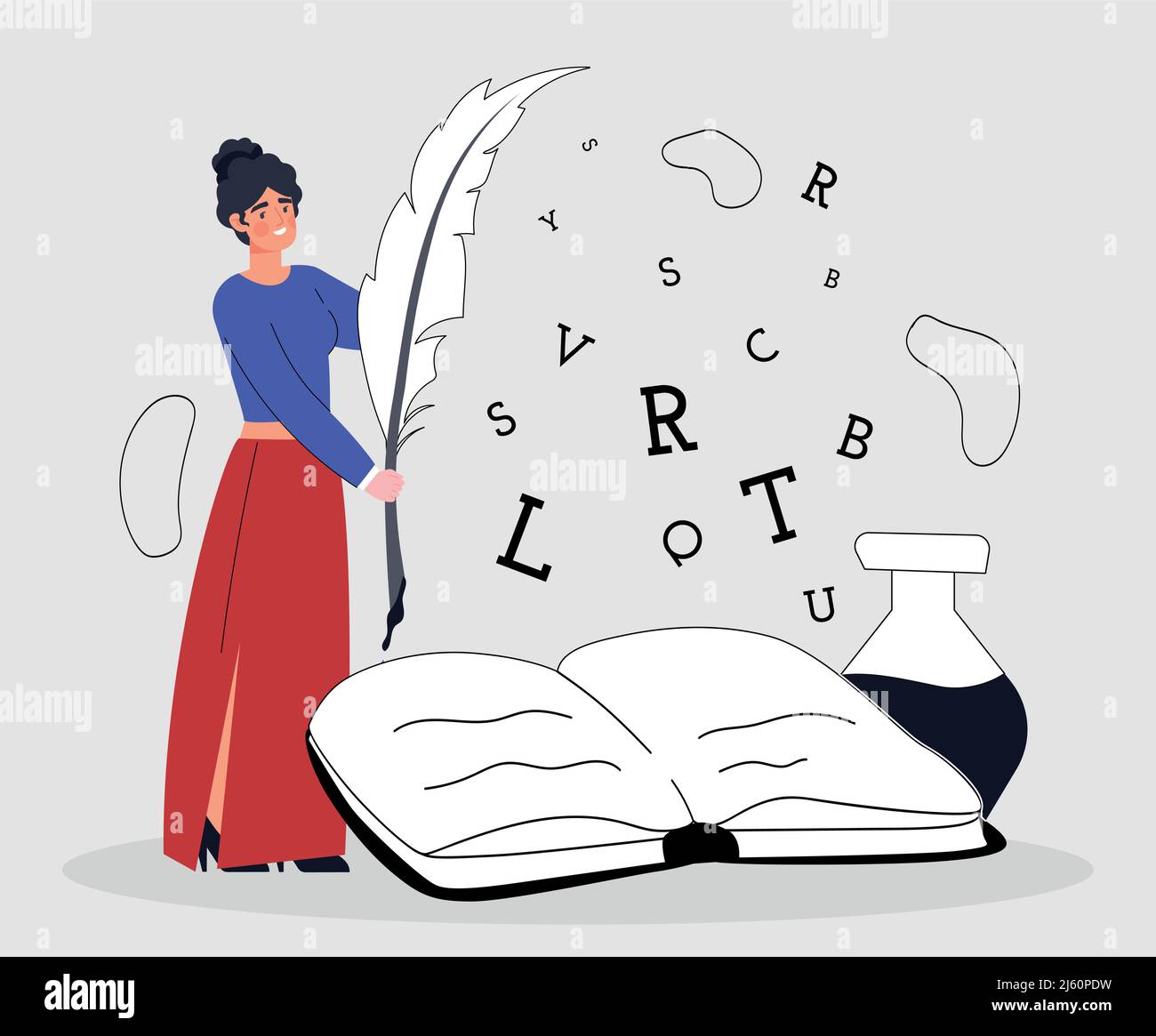 Woman write letter illustration hi-res stock photography and images - Alamy