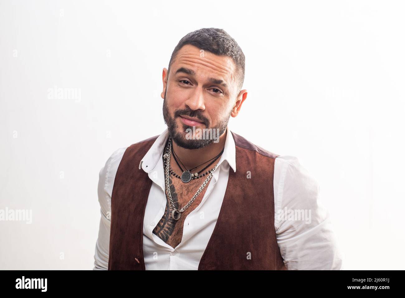 Surprised young guy. Shy face of man. Male face expression feels shy ...