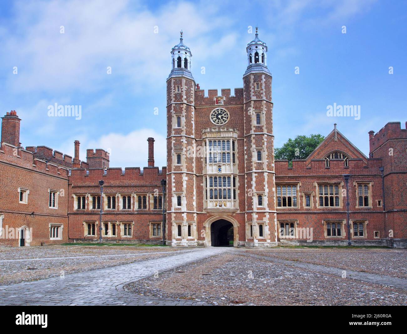 Eton, England : The facade and clocktower of the main building on the ...
