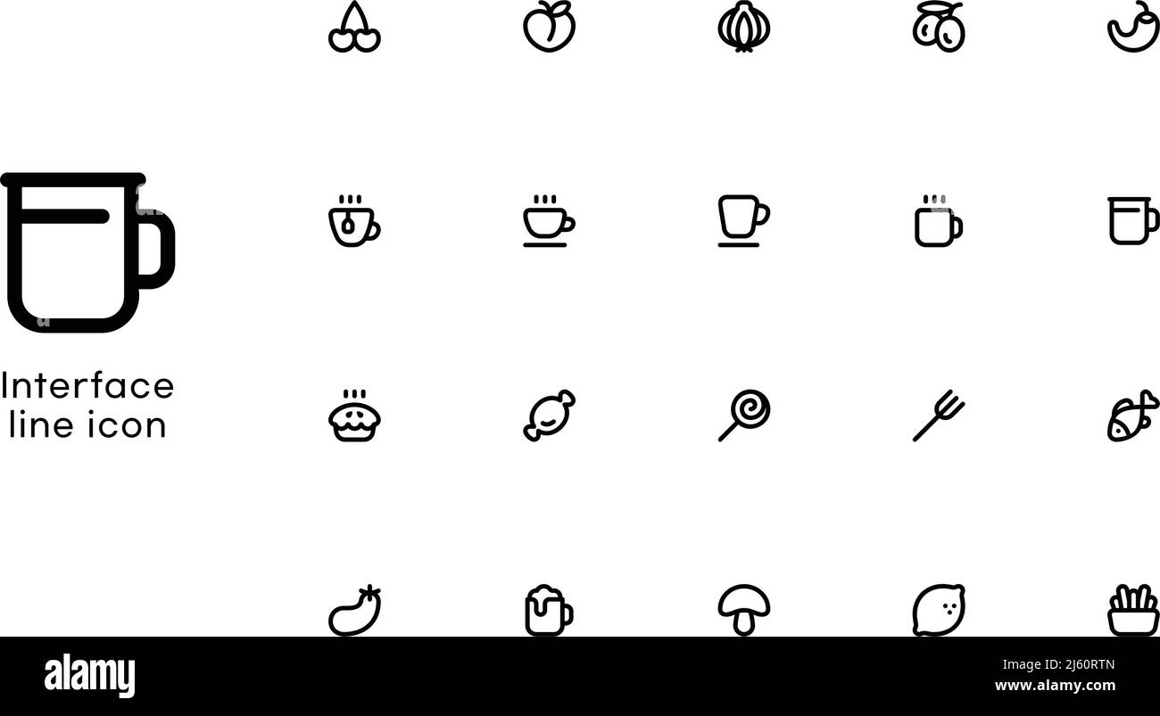 web and mobile UI basic essential minimal icon set Stock Vector Image ...