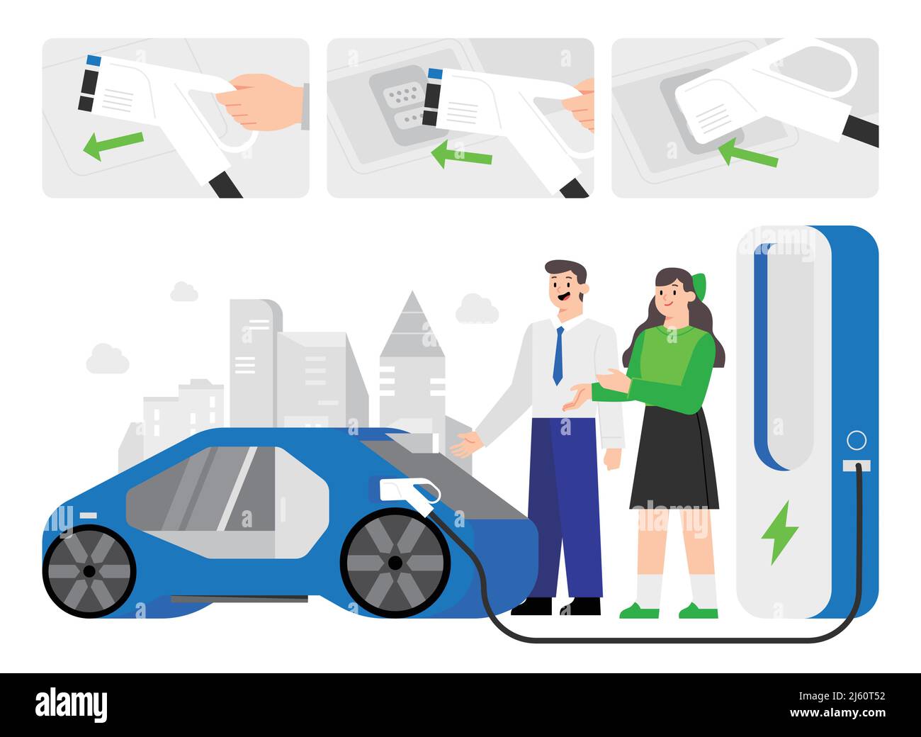 smart mobility electric car charging vector illustration Stock Vector ...