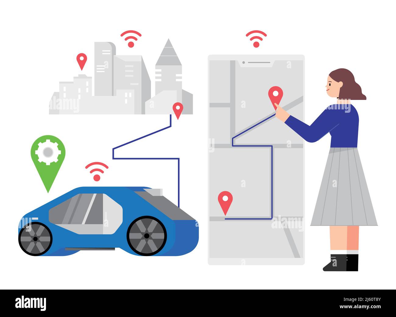 smart mobility automatic driving function vector illustration Stock ...