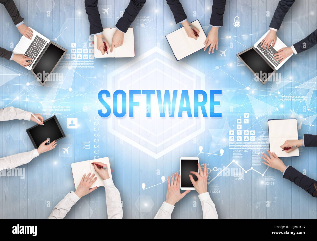 Group of Busy People Working in an Office, technology concept Stock ...