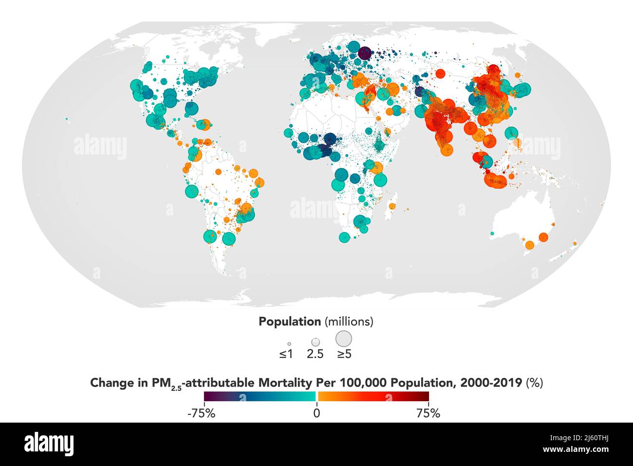 Global map showing particulate-related mortality Stock Photo - Alamy