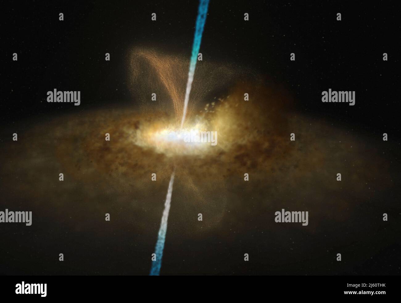 Active galactic nucleus of Messier 77 galaxy, illustration Stock Photo ...