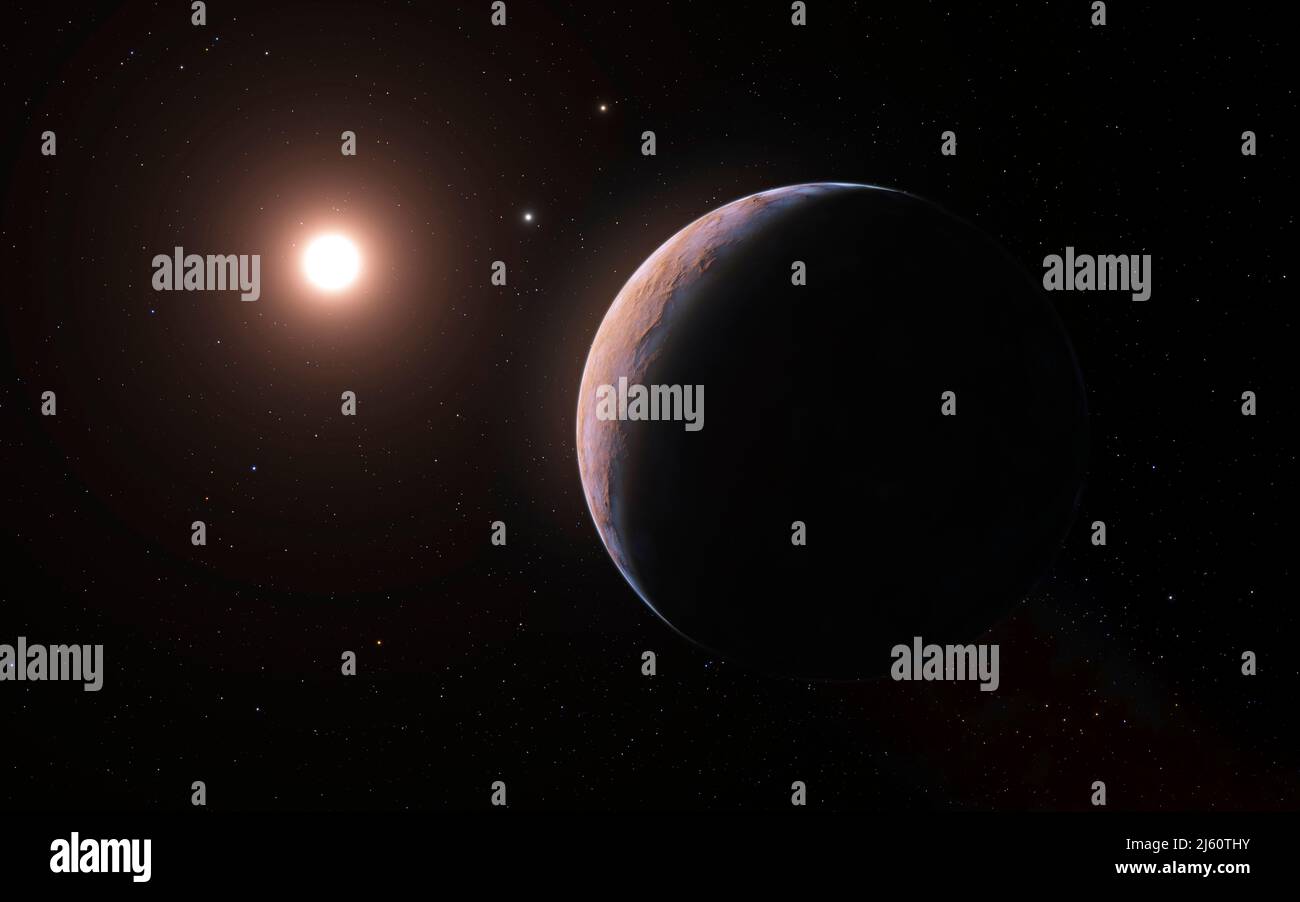 Proxima d orbiting Proxima Centauri, illustration Stock Photo - Alamy