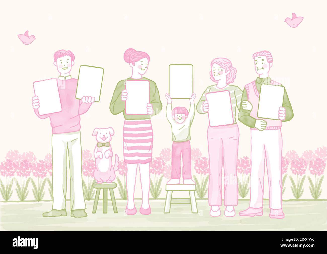 color pencil drawing of happy family Stock Vector Image & Art - Alamy