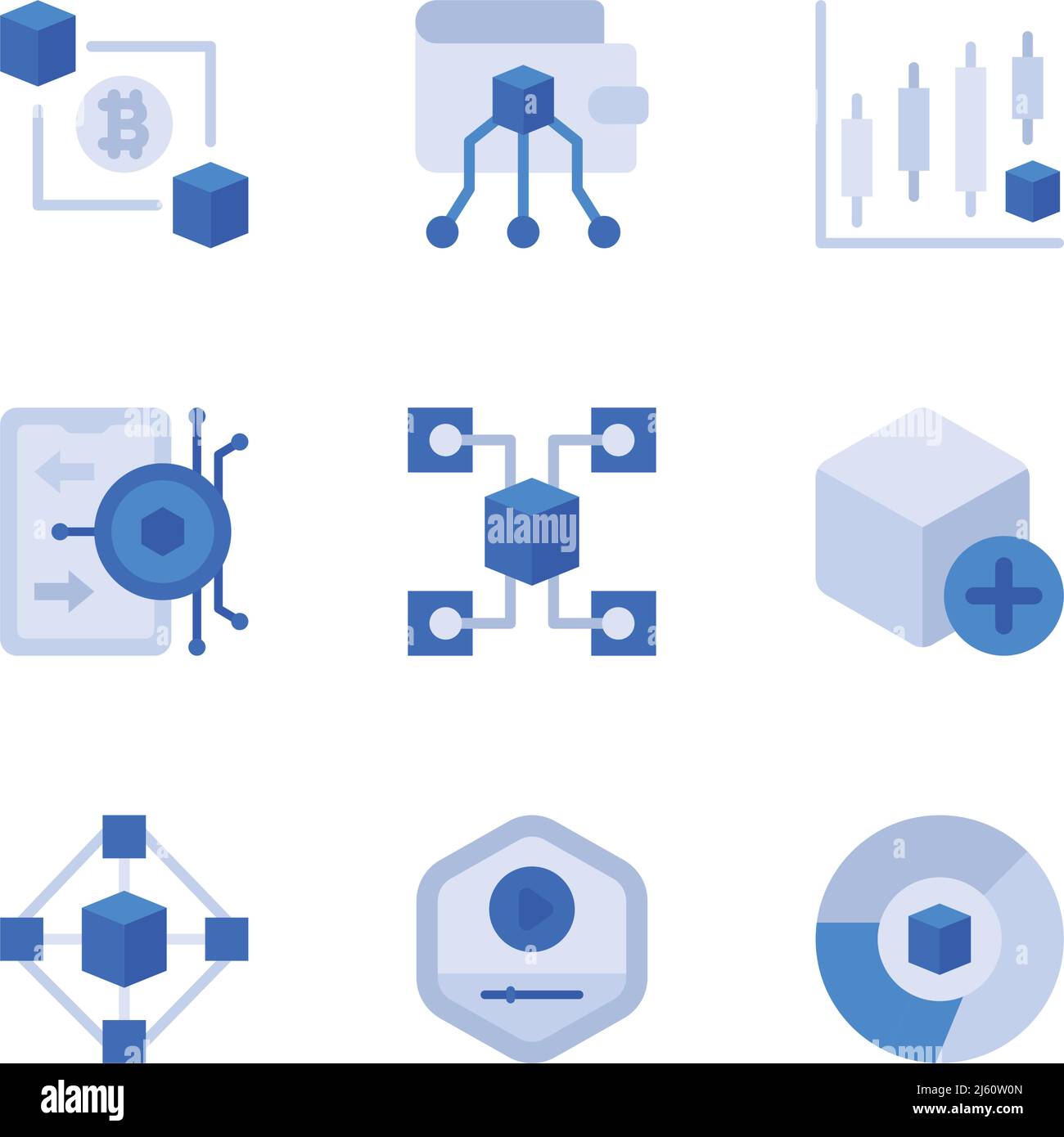 blockchain and NFT non fungible token, digital asset vector icon series ...