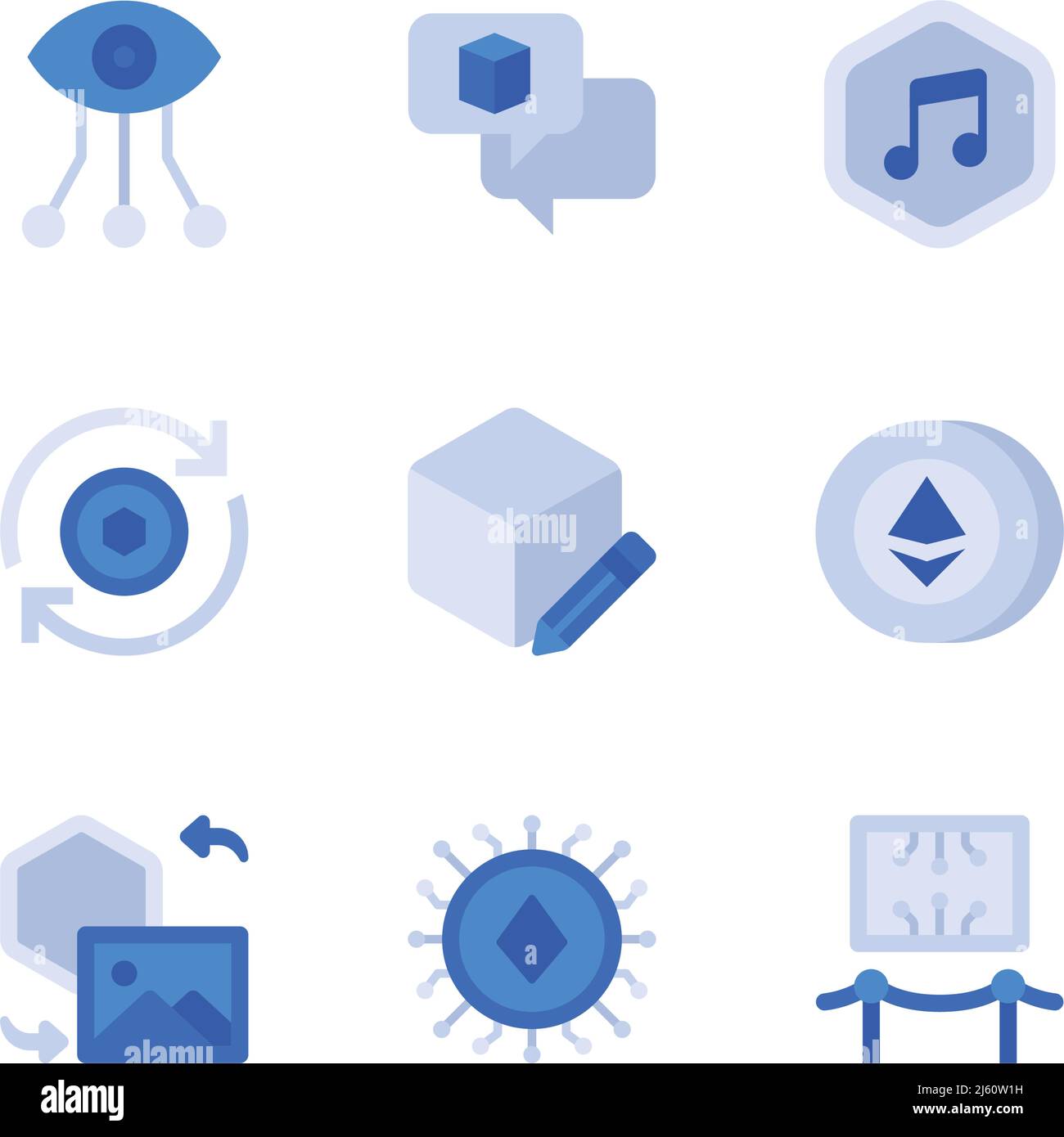 blockchain and NFT non fungible token, digital asset vector icon series ...