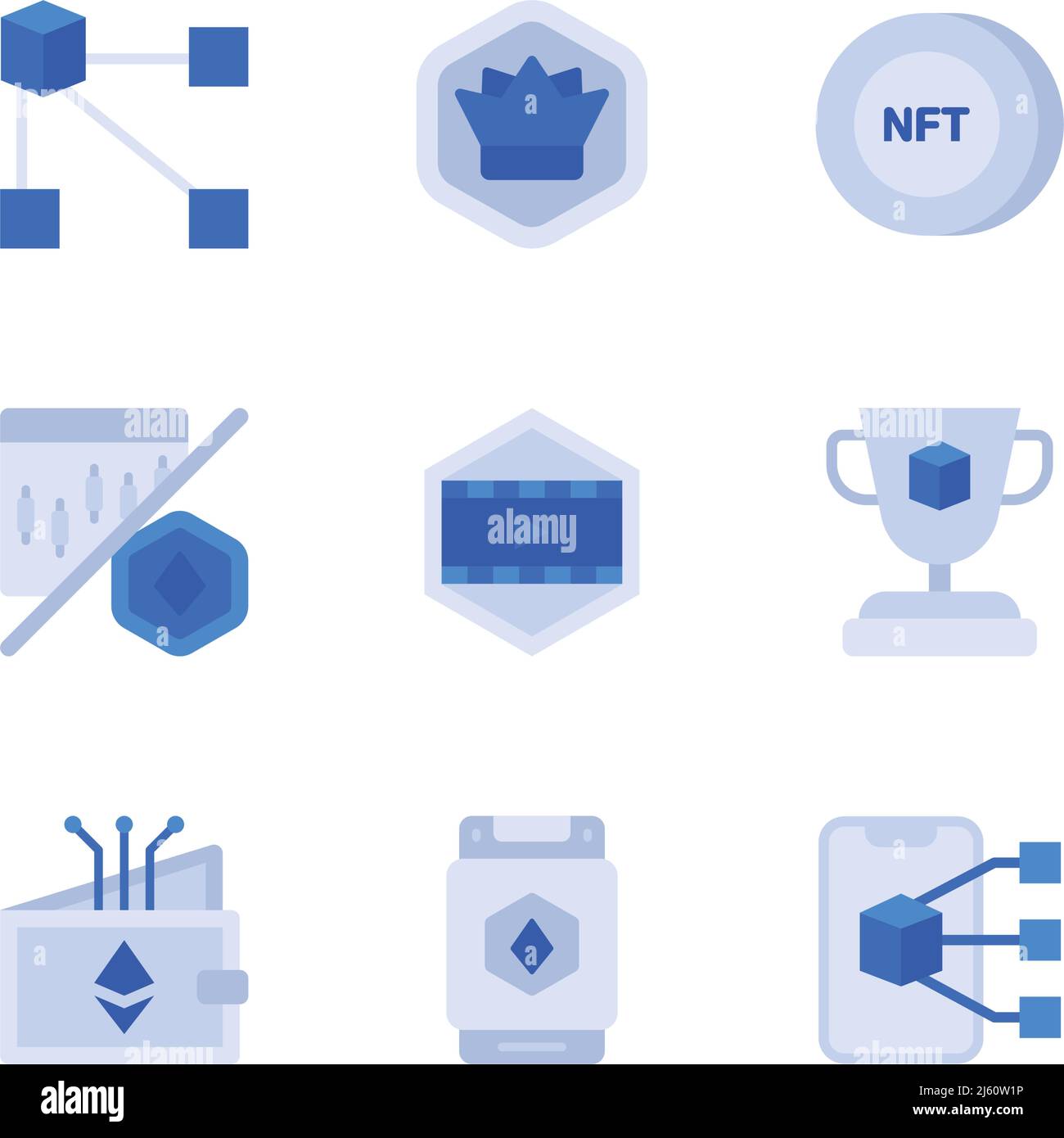 blockchain and NFT non fungible token, digital asset vector icon series Stock Vector Image & Art ...