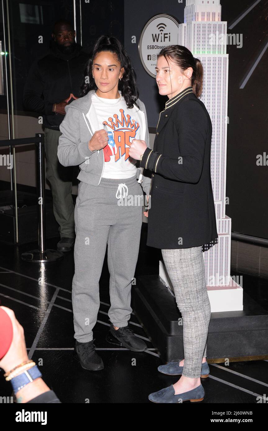 Amanda Serrano and Katie Taylor visit the Empire State Building to ...