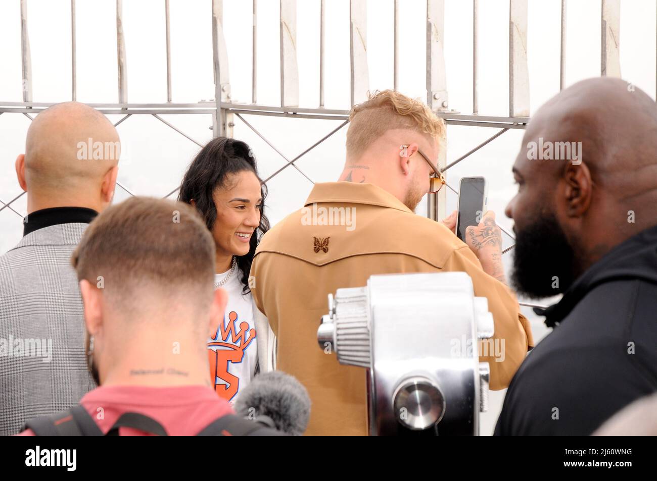 Jake Paul and Amanda Serrano visit the Empire State Building to promote ...