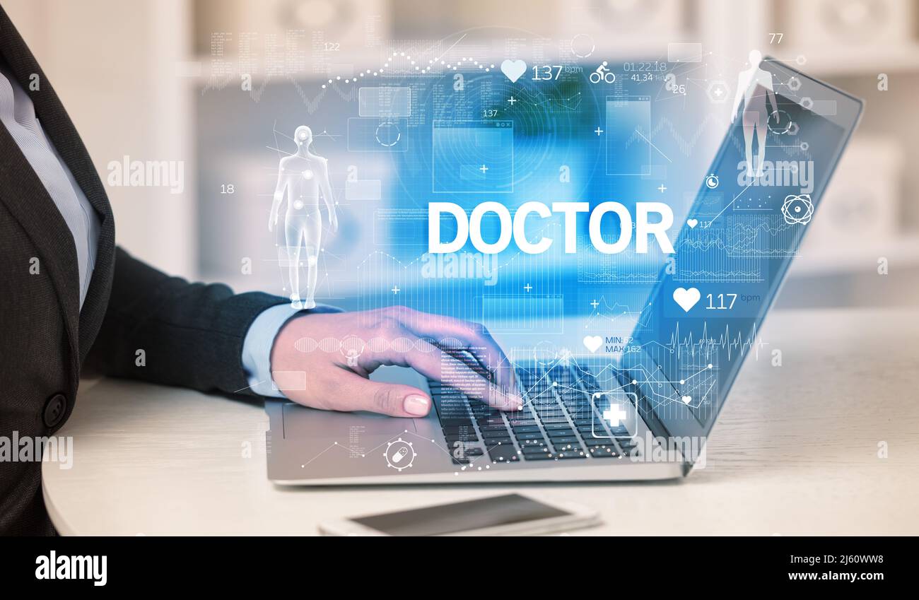 Doctor working a health check Stock Photo - Alamy