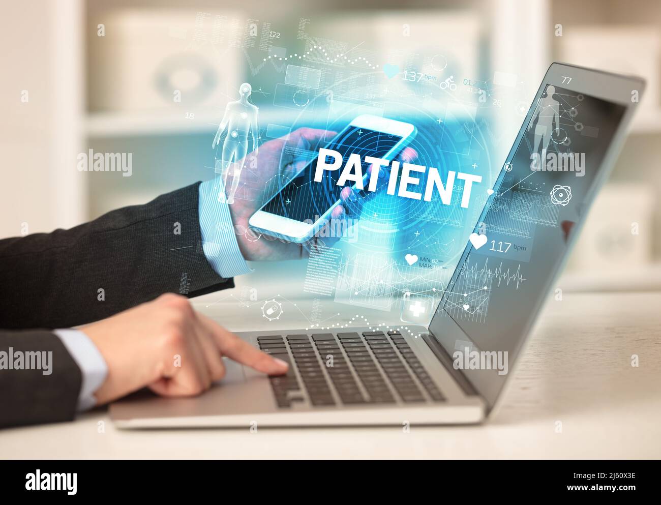 Doctor working a health check Stock Photo - Alamy