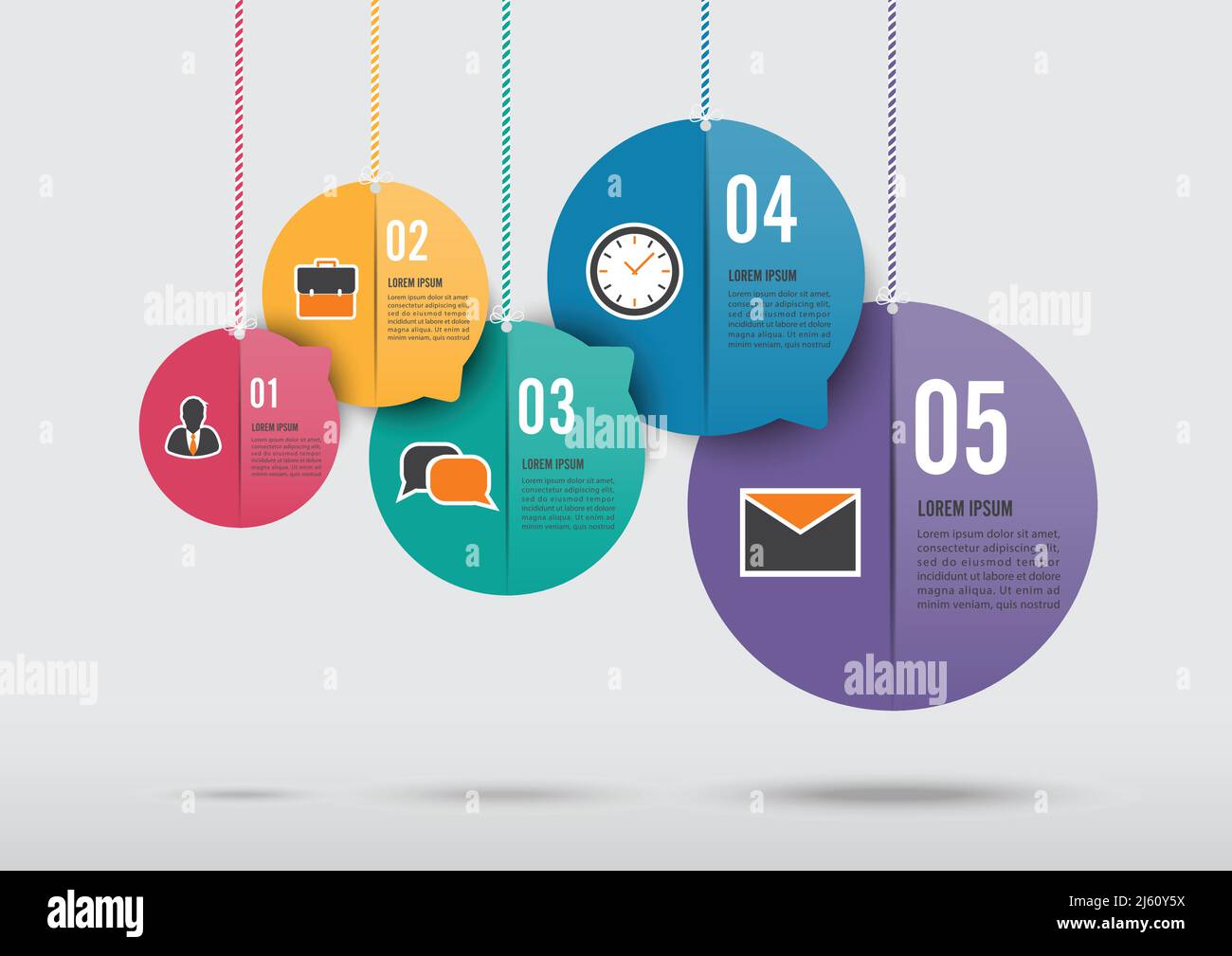 Vector infographic template with 3D paper label, integrated circles ...